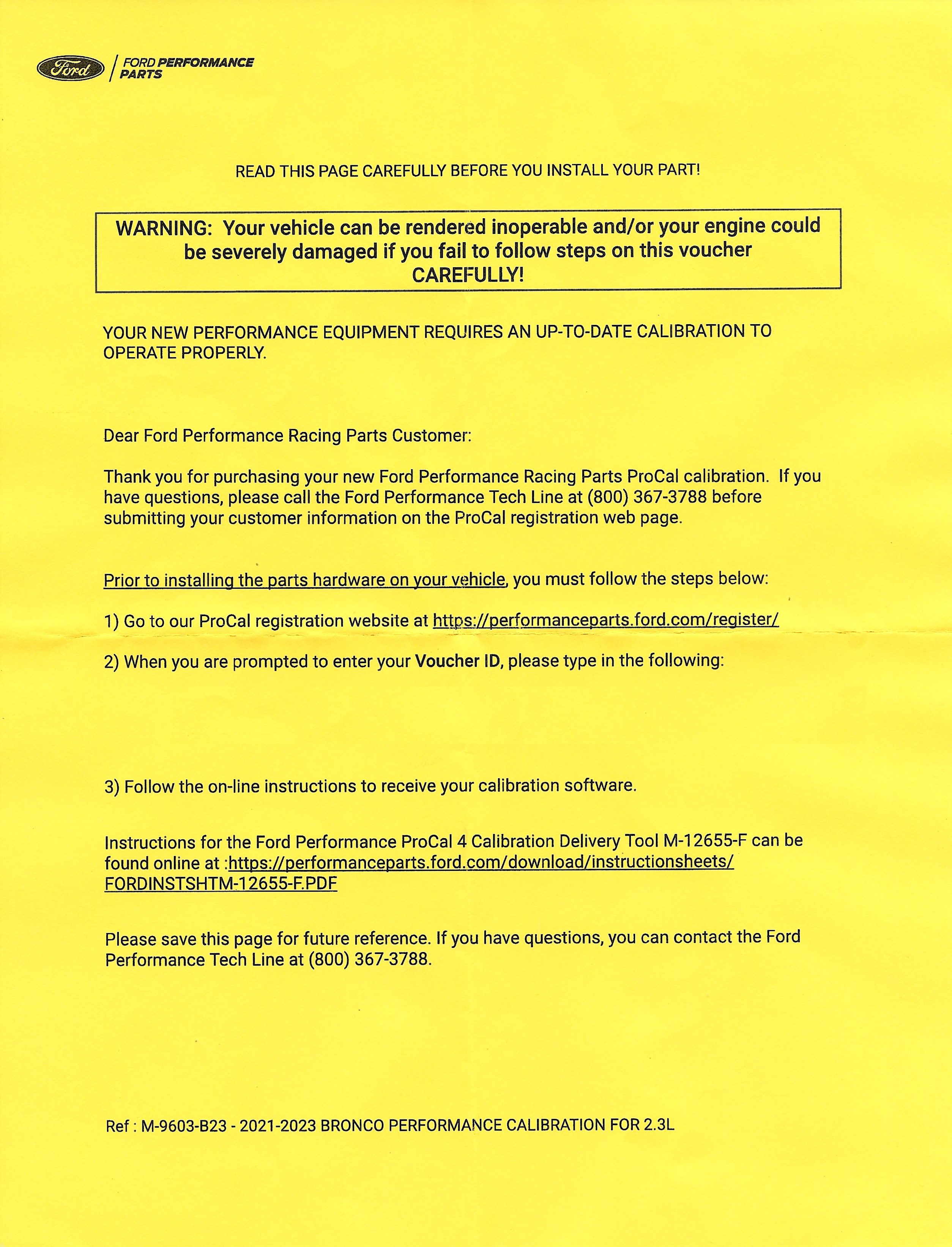 Ford Performance Bronco Pro-Cal Tuner & Calibration (M-9603-B23)